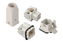 Heavy-Duty Connector Kit, 3 Pole, Series S-A Female-Male Inserts, Pg11 Plastic Hood-Top Entry, Bulkhead Housing-Vertical, 1 Lever, Size 3A «21x21», Grey White for sale