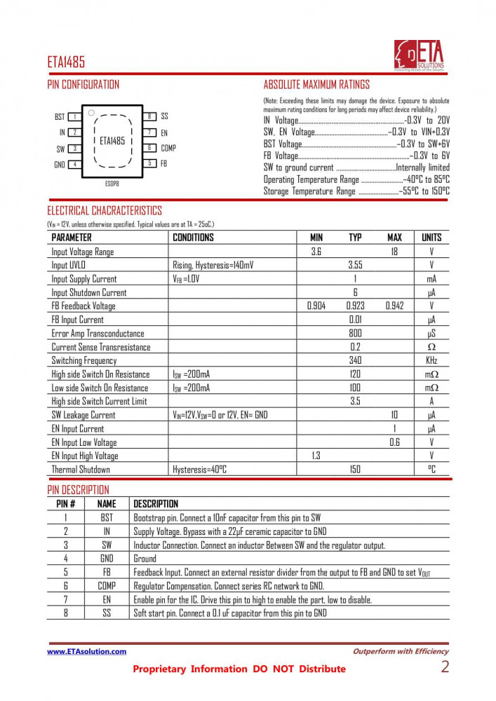 ETA1485E8A datasheet page 2