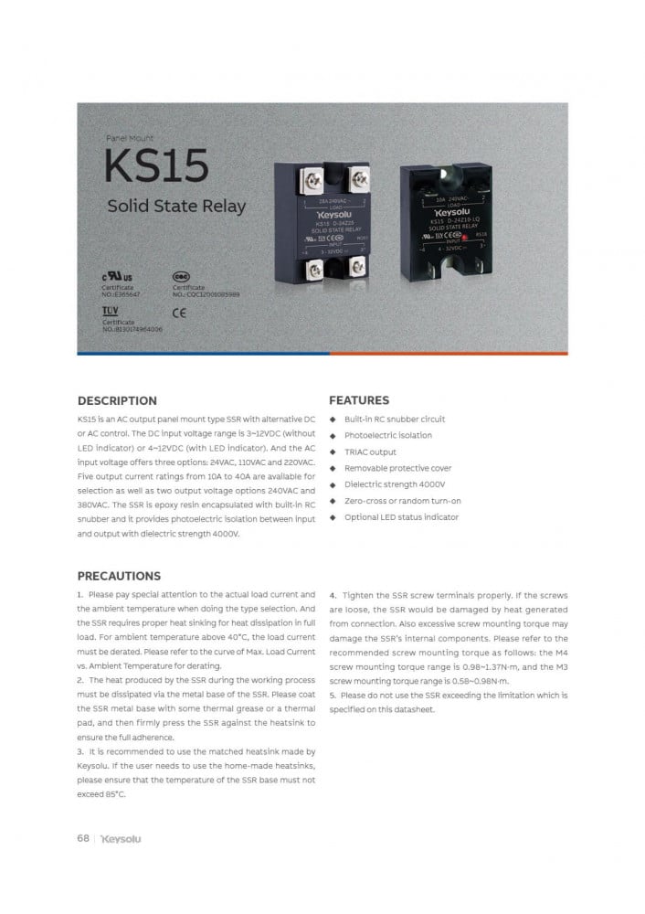 KS15 datasheet page 1