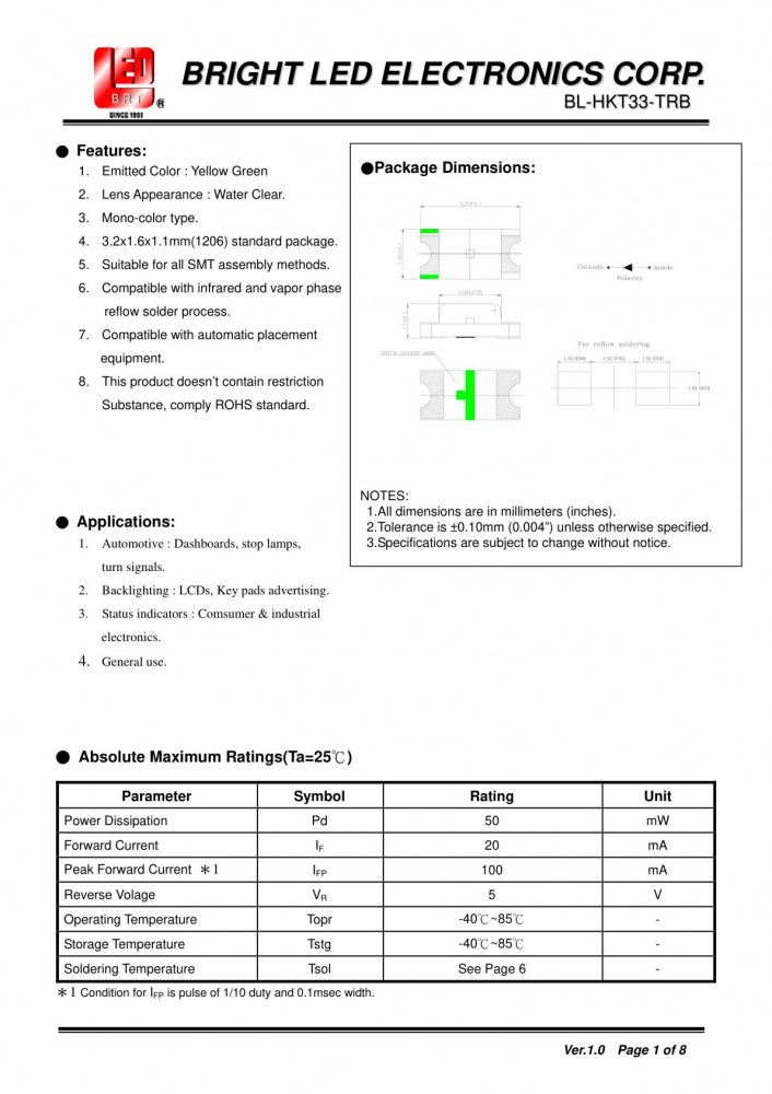 BL-HKT33-TRB datasheet page 1