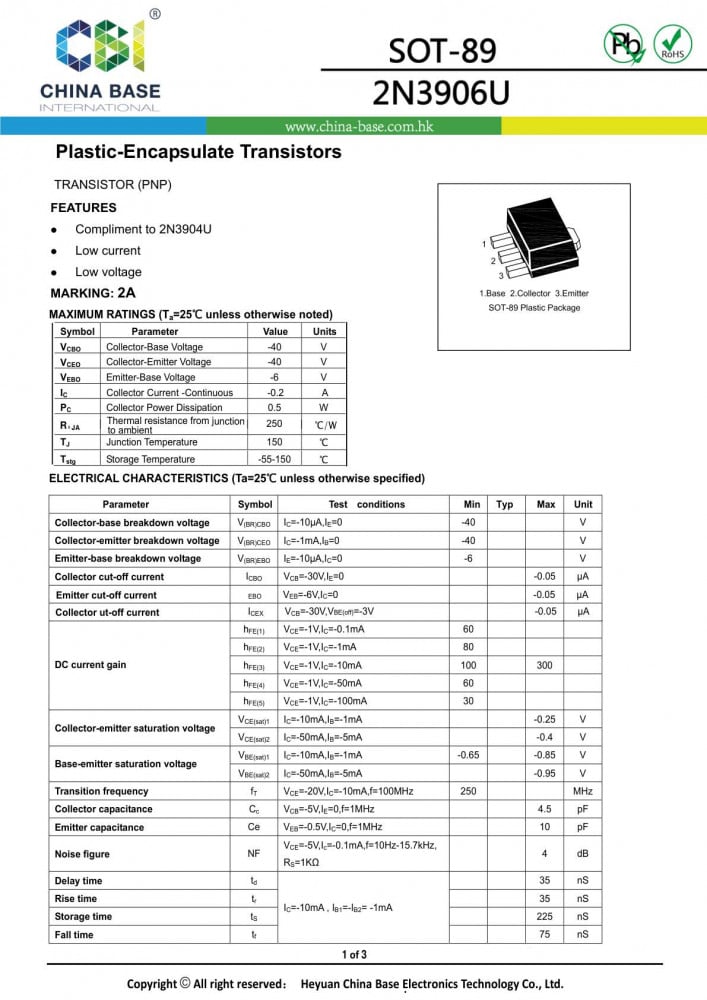 CBI 2N3906U datasheet page 1