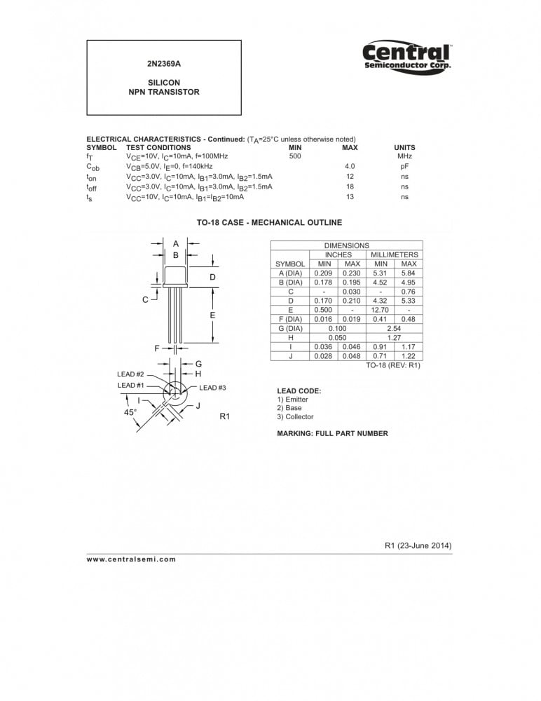 2N2369A PBFREE datasheet page 2