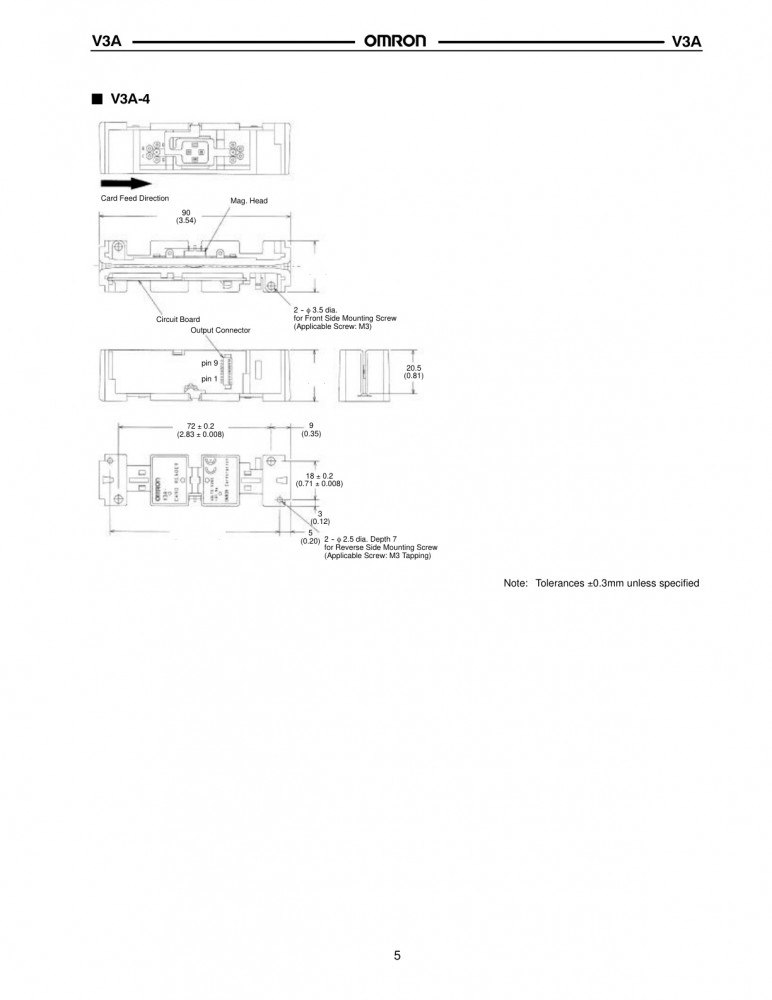 V3A magnetic card reader documentation, page 5