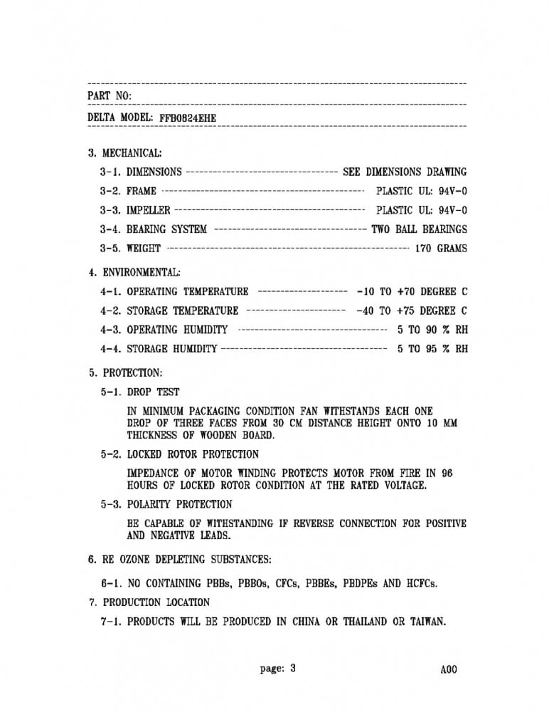 DELTA FFB0824EHE approval specification page 3