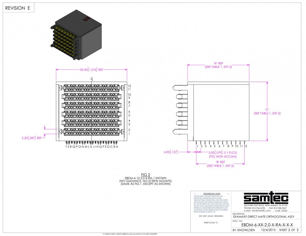 Samtec EBDM technical drawing page 3