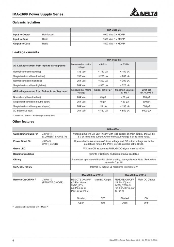 DELTA IMA 600 W datasheet page 4