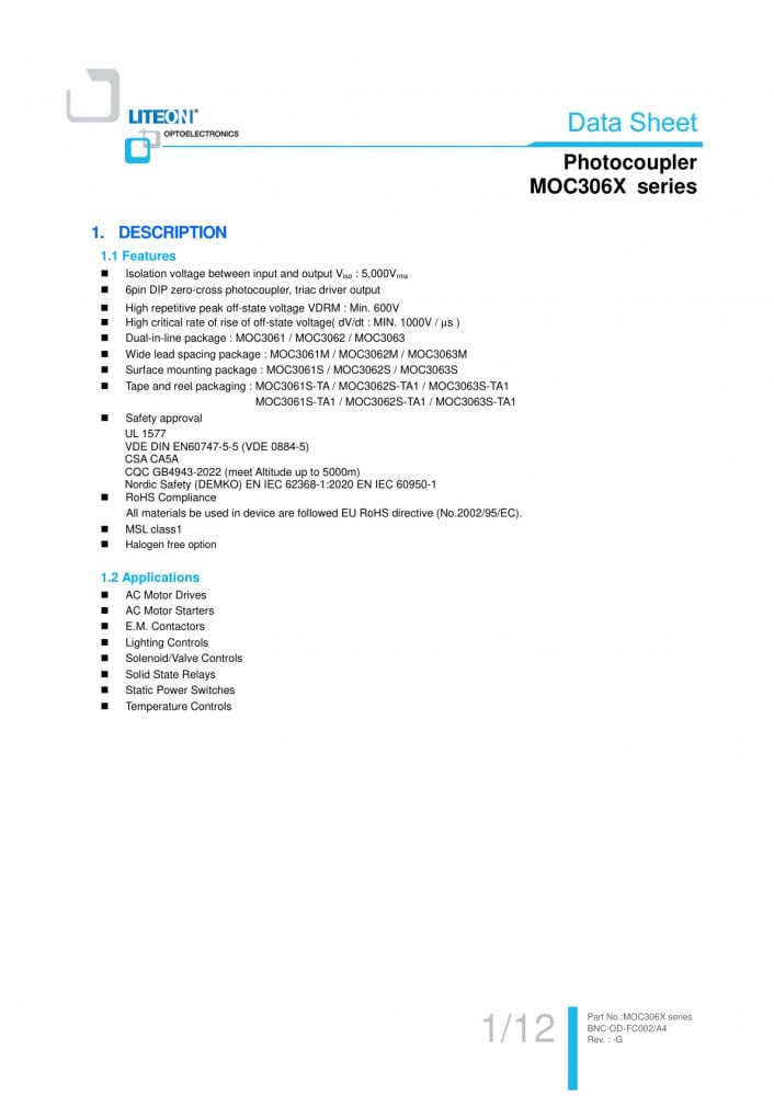 MOC3061S-TA1 datasheet page 2