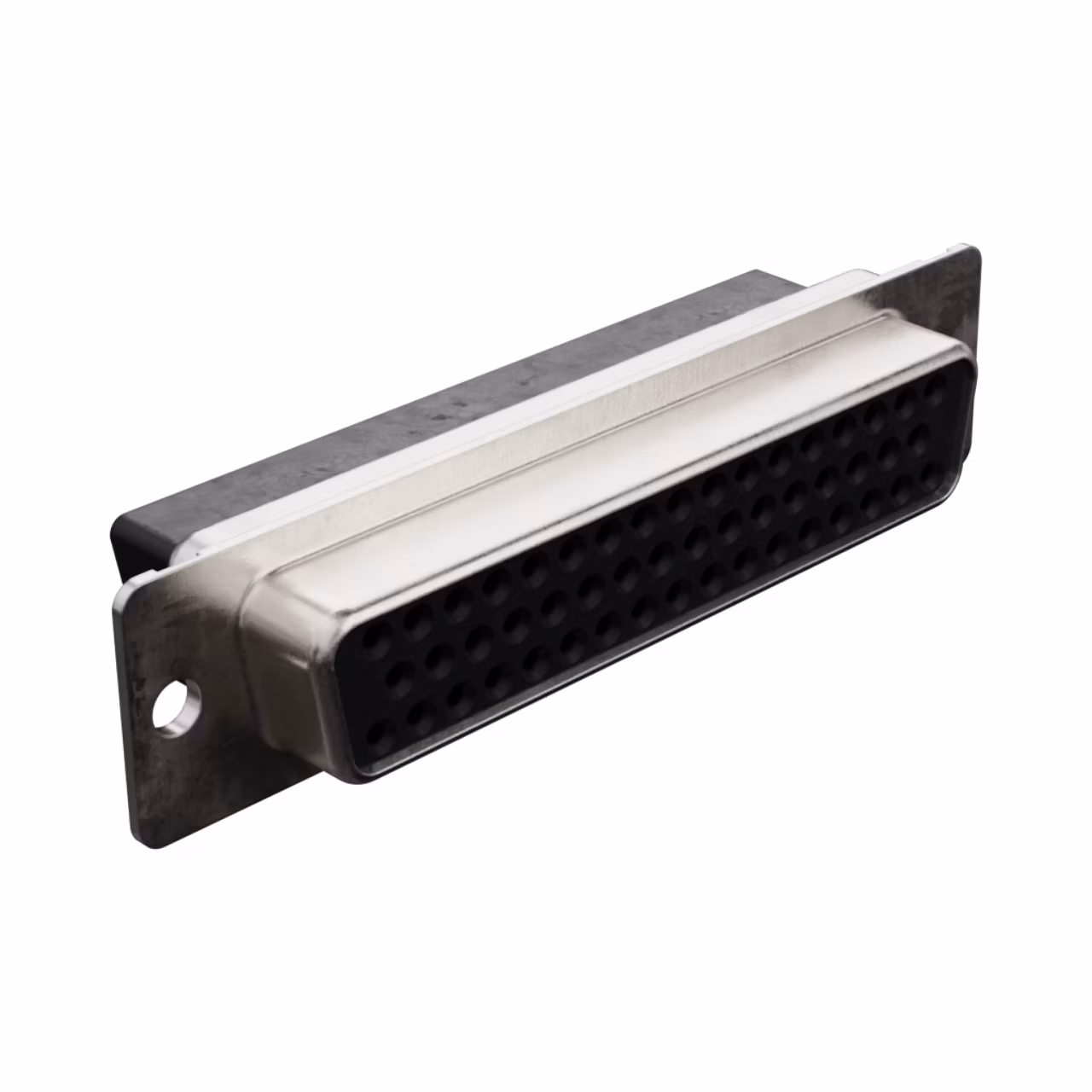 FCT Standard-Density D-Sub Crimp Housing, Female, Shell without Dimples, Non-Magnetic, 50 Circuits, Black Front and Rear Insulator, Crimp Contacts Not Included for sale