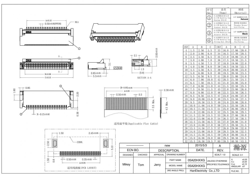 05A20H12G technical drawing page 1