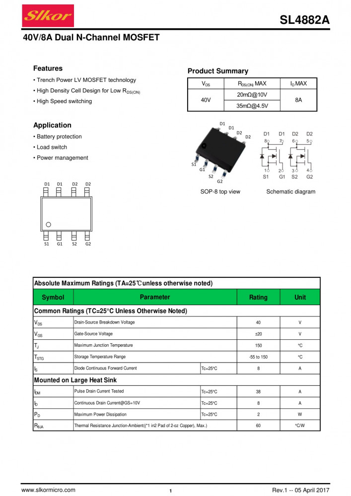 SL4882A datasheet page 1
