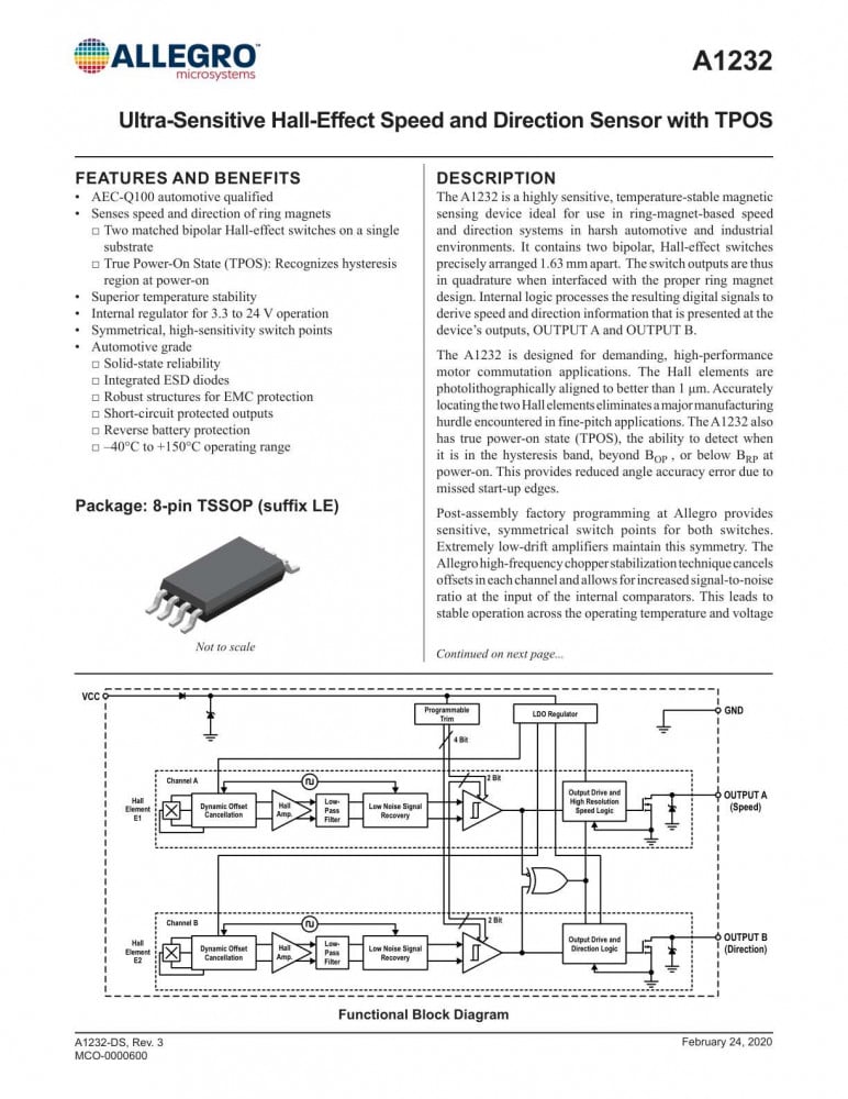 A1232 datasheet page 1