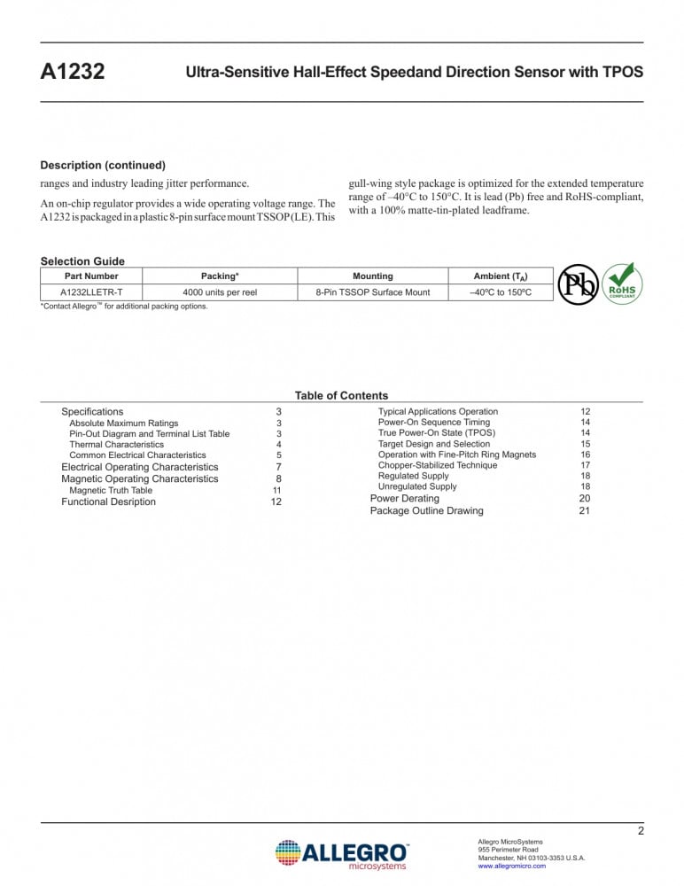 A1232 datasheet page 2