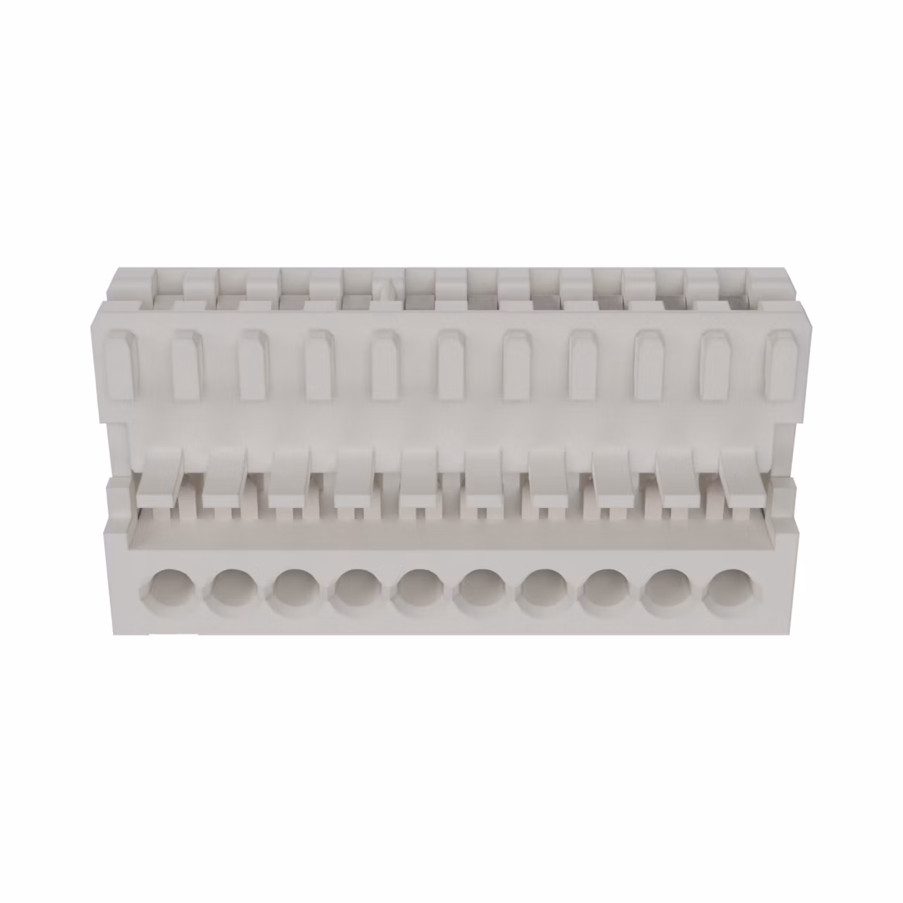 Appli-Mate RAST 2.5 Female Connector, 2.50mm Pitch, 10 Circuits, All Position Keys, Open Endwalls, Polarizing Rib Between Circuits 4 & 5 for sale