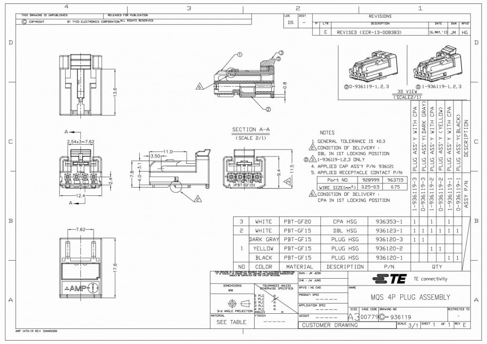 TE Connectivity 1-936119-1 technical drawing preview