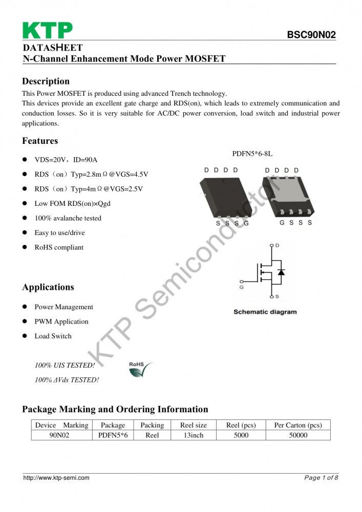 BSC090N02 datasheet page 1