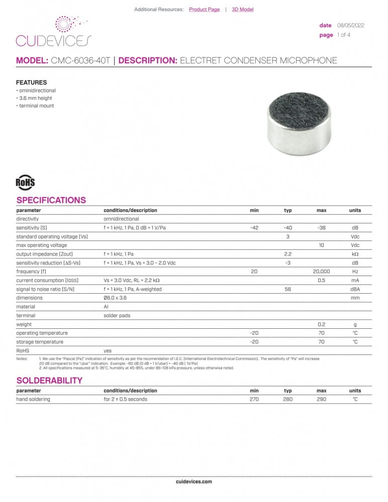 CMC-6036-40T product specification page 1