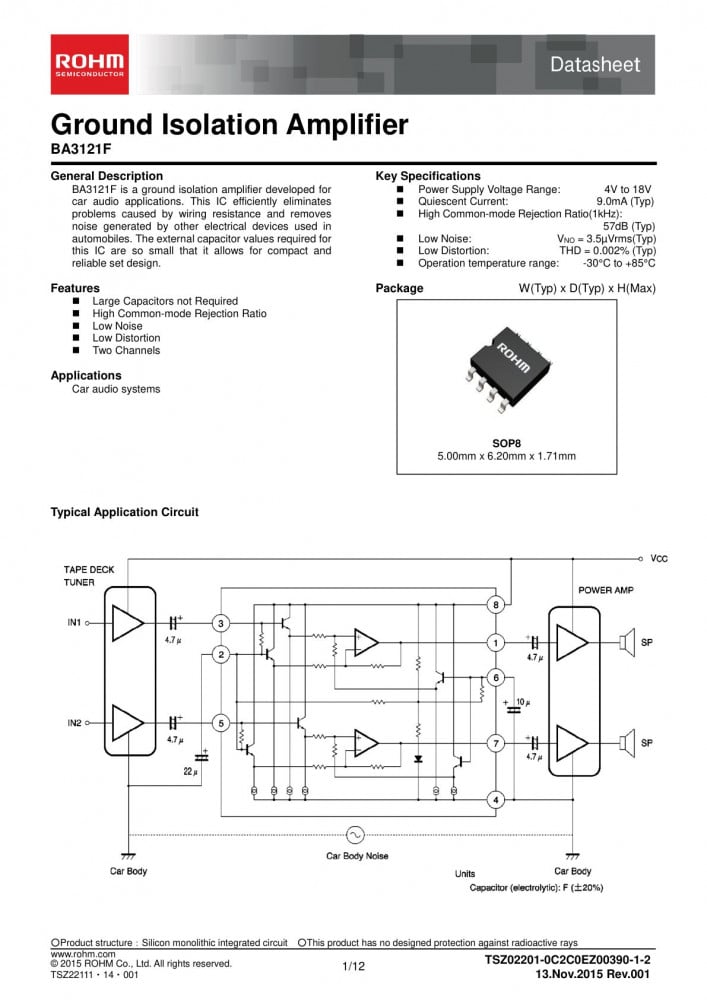 BA3121F-E2 datasheet page 1