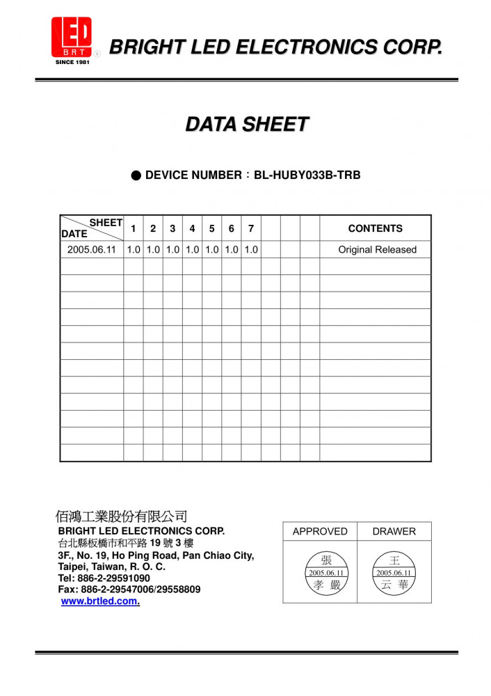 BL-HUBY033B-TRB datasheet page 1