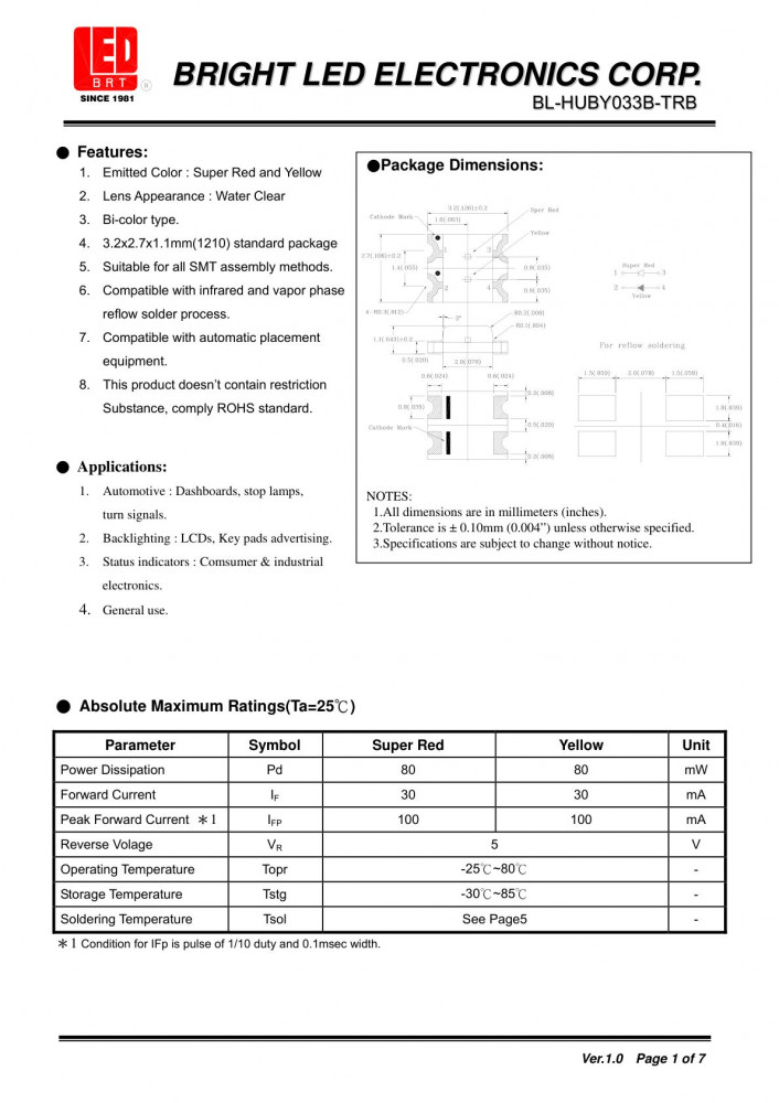BL-HUBY033B-TRB datasheet page 2