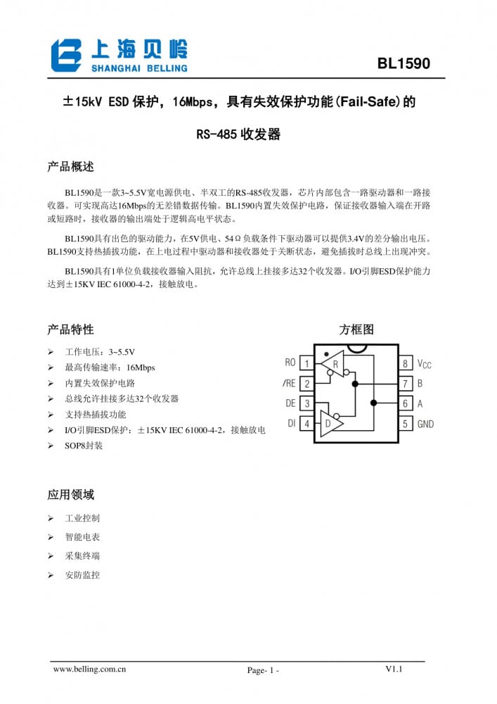 BL1590 datasheet page 1