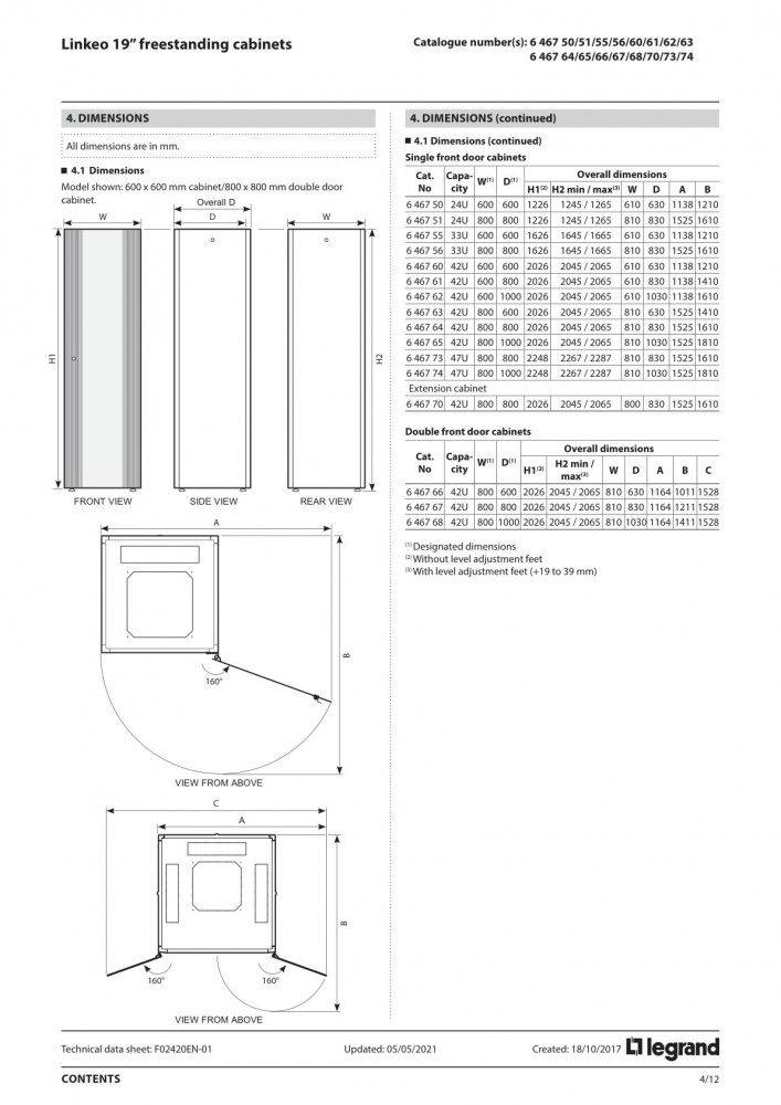 Legrand Linkeo technical document, page 4