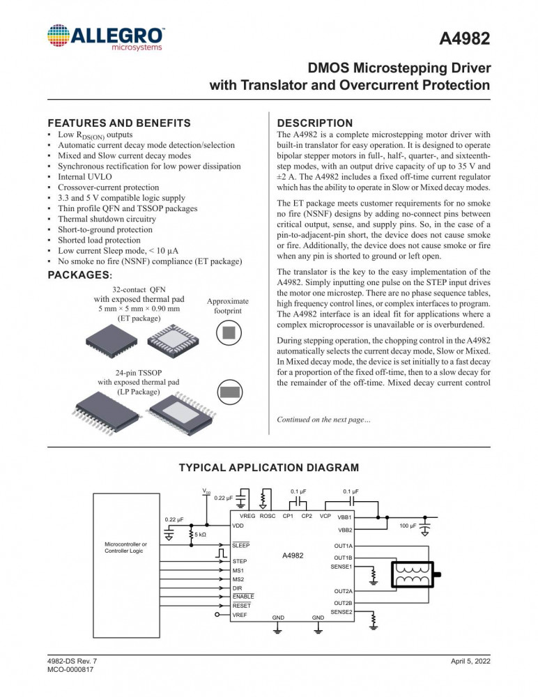 A4982 datasheet page 1