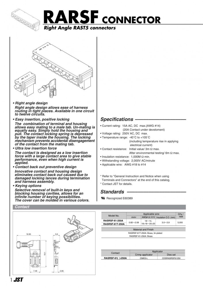 JST RSFP series technical document page 1