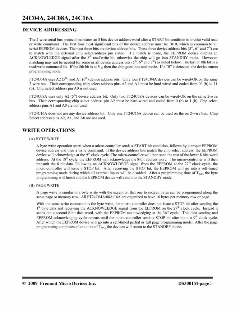 FT24C04A datasheet page 5