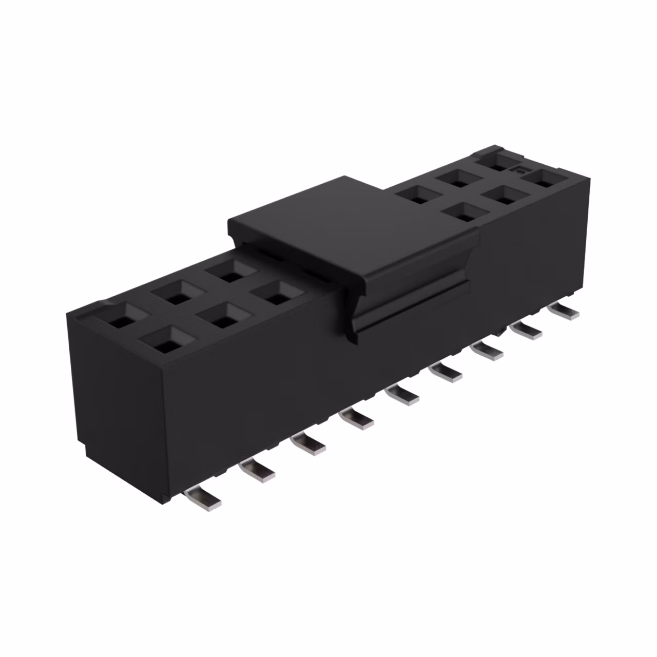 Milli-Grid Vertical Receptacle, 2.00mm Pitch, Dual Row, Surface Mount, Top/Bottom Entry, with Press-fit Plastic Pegs, with Pick-and-Place Tape, Tape and Reel, 0.75µm Gold (Au) Plating, 8 Circuits