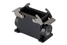 Heavy-Duty Harsh Environment (HE) Double Lever Surface Mount Housing, Die-cast Aluminum, with 2 Levers, without Gasket, Size 24B «104x27», Pg21 Thread, Black, High Construction for sale