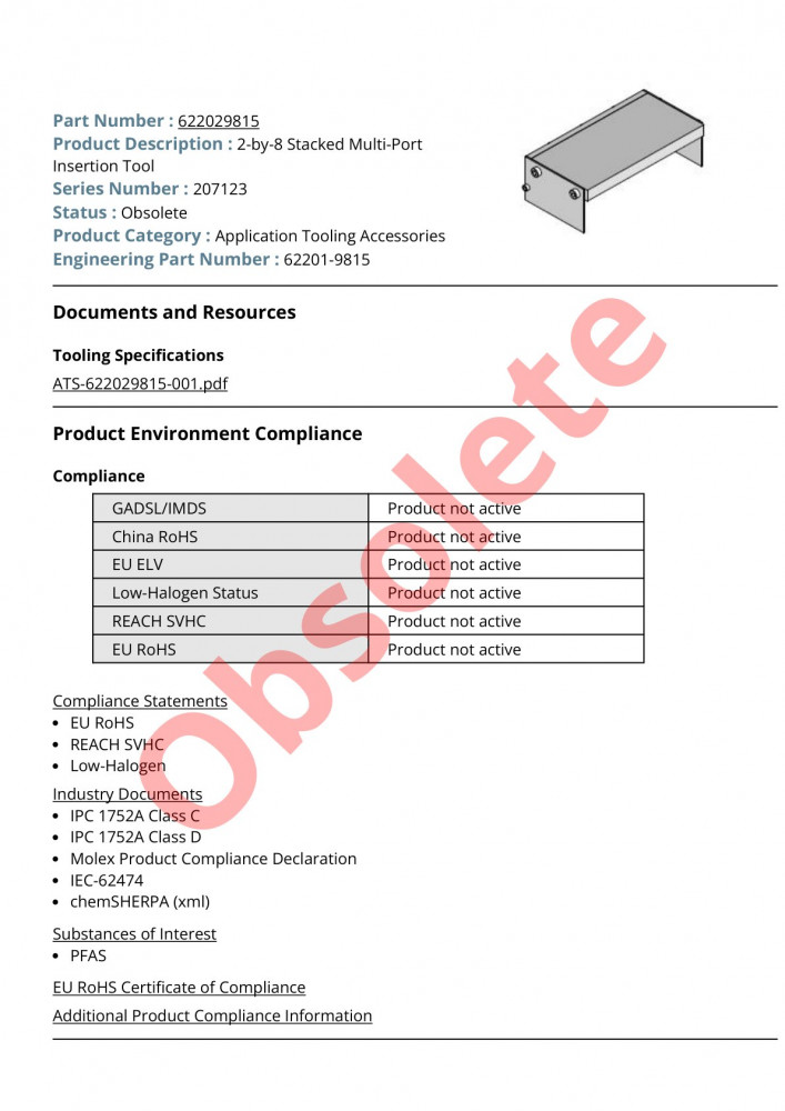 Tooling specification document preview, page 1