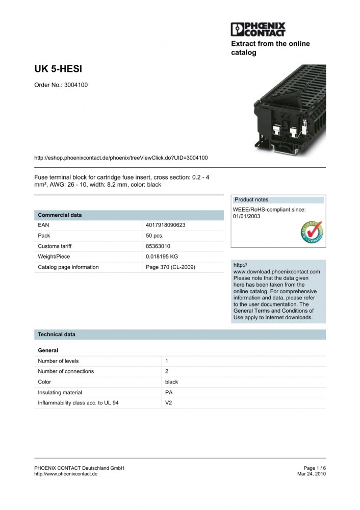 Phoenix Contact UK 5-HESI catalog page 1