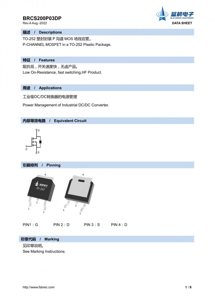 BRCS200P03DP datasheet page 1