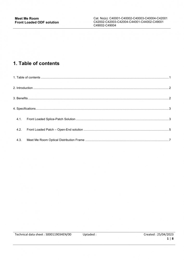Legrand LCS3 Meet-me Room technical document, page 2