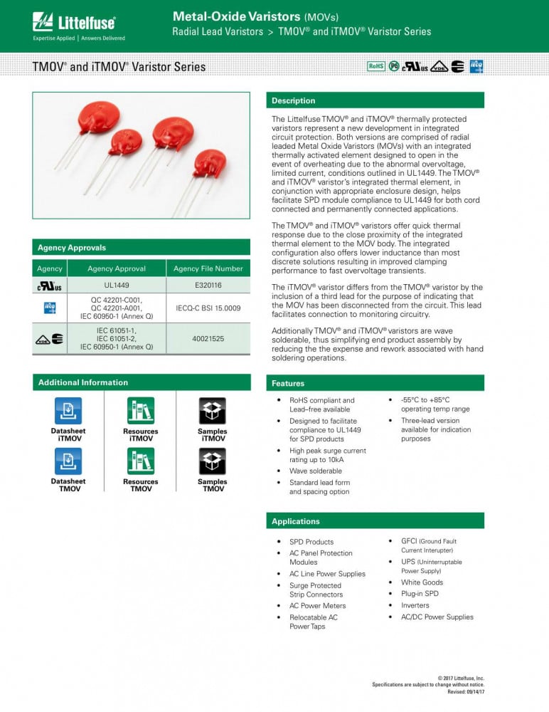 TMOV datasheet page 1