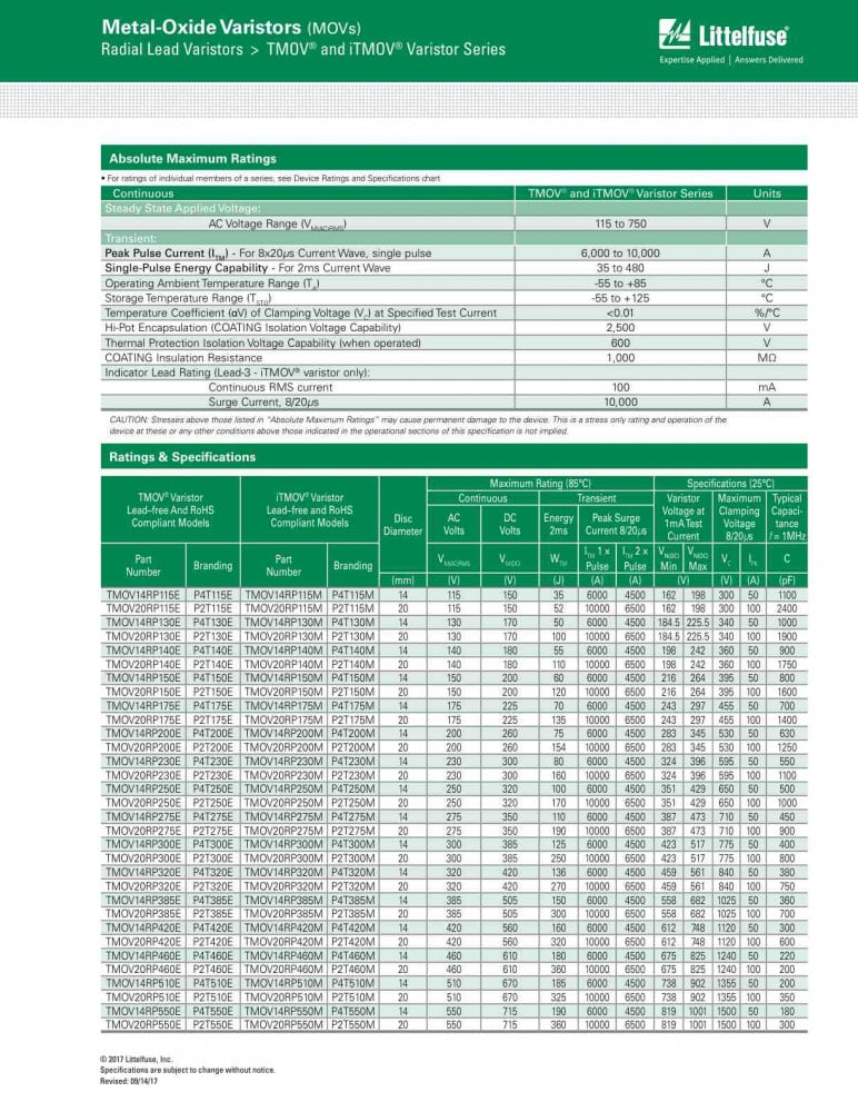 TMOV datasheet page 2