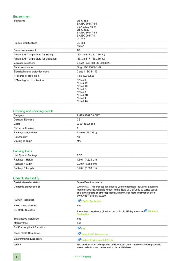 9001SKR2GH5 technical document page 2