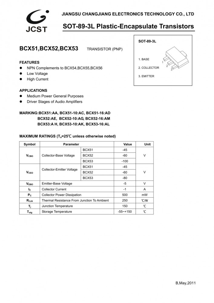 JSCJ BCX51-16 datasheet page 1