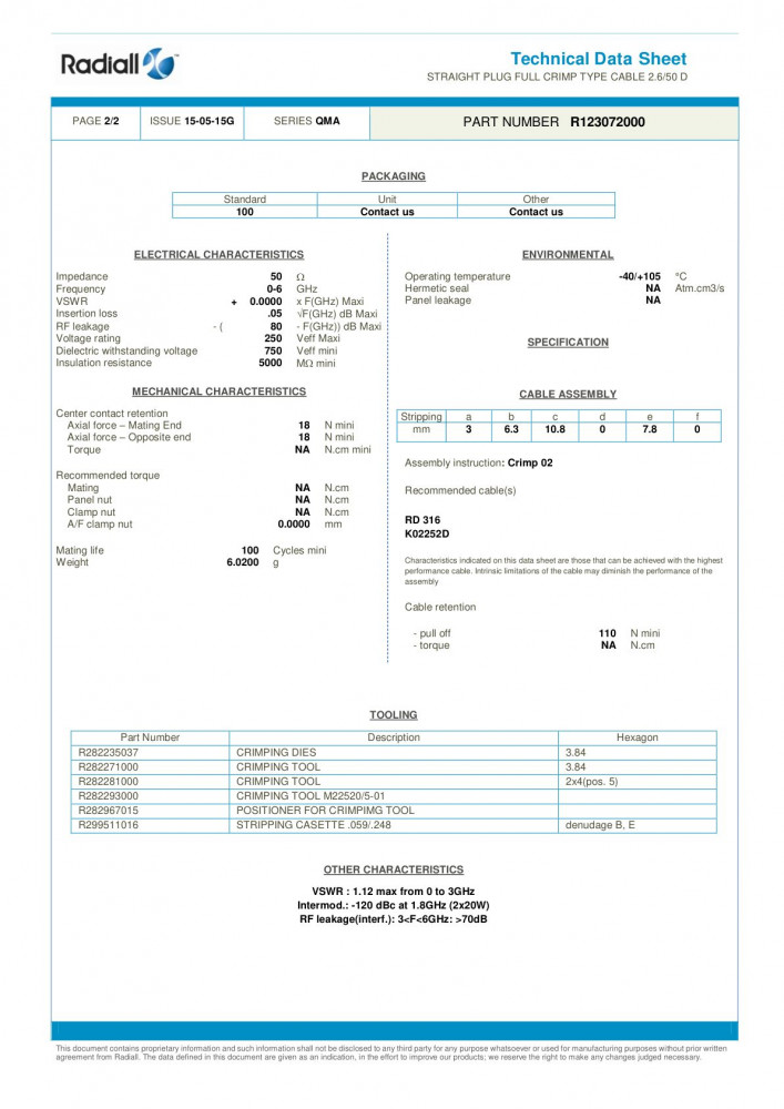 Radiall R123072000 QMA technical document, page 2