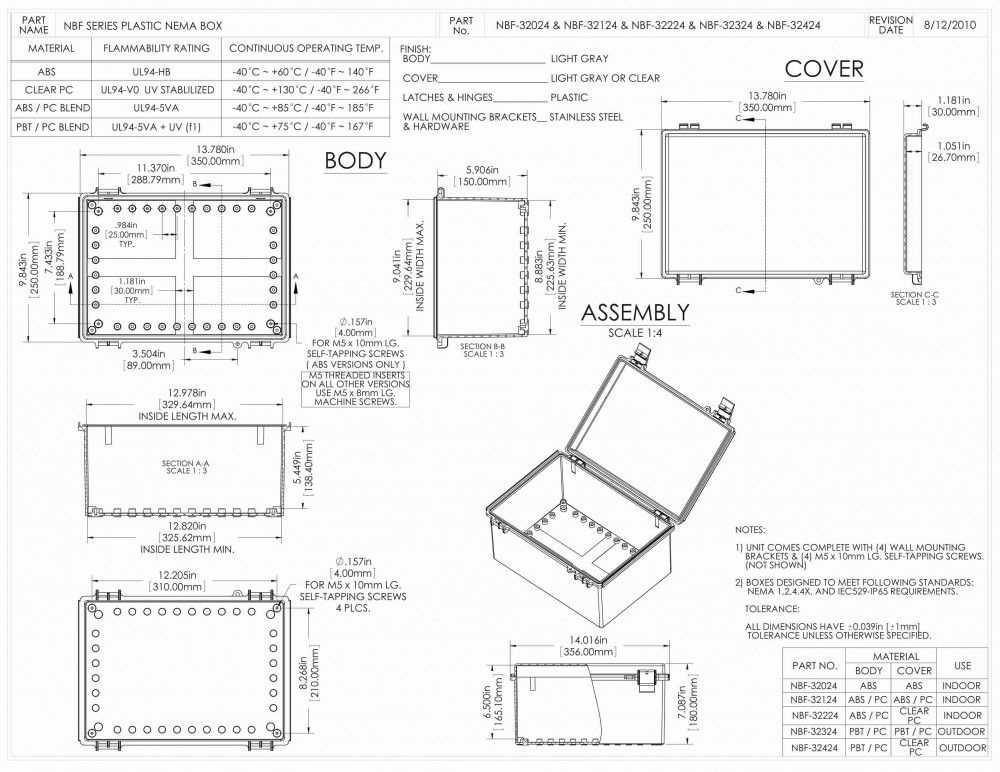 Bud Industries NBF Series enclosure drawing