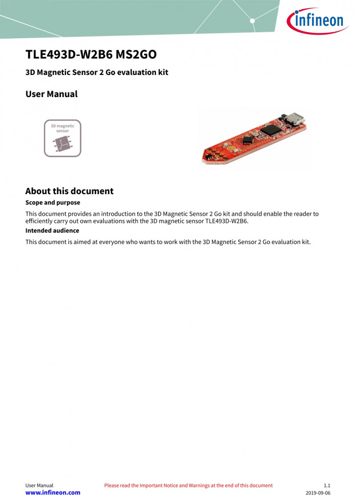 TLE493D-W2B6 MS2GO manual page 1