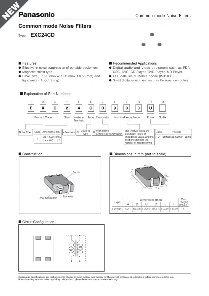 EXC24CD technical document page 1