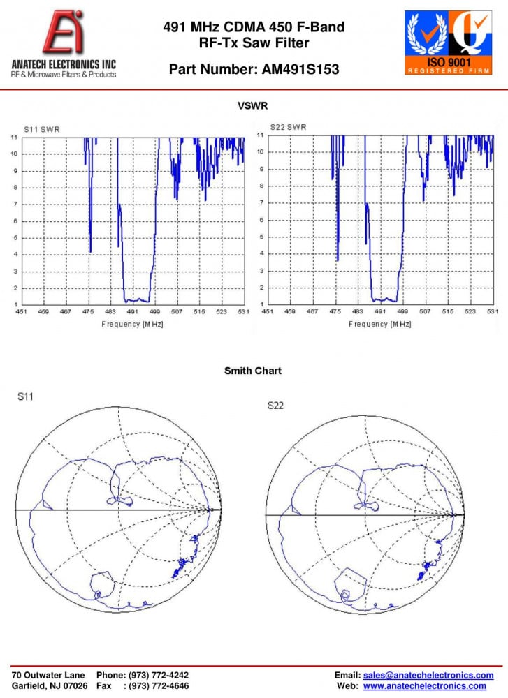AM491S153 VSWR and Smith chart
