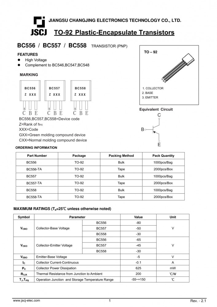 JSCJ BC557 datasheet page 1