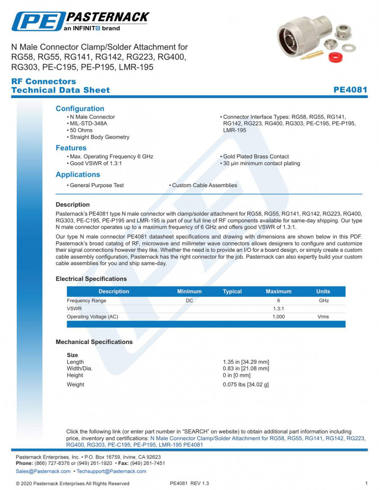 PE4081 technical datasheet page 1
