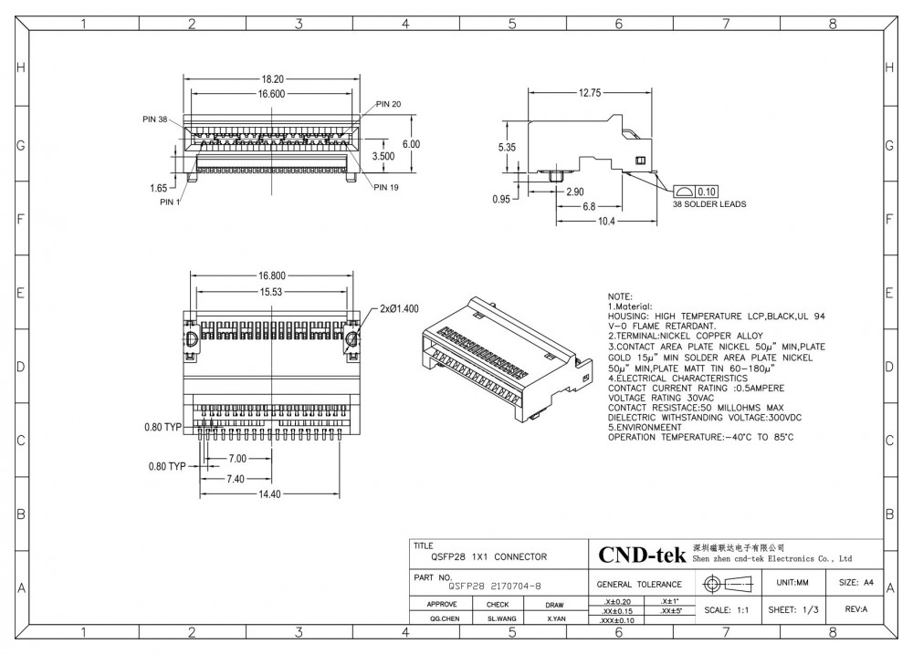 QSFP28 2170704-8 drawing sheet 1