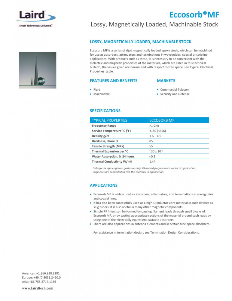 Laird Eccosorb MF technical document, page 1