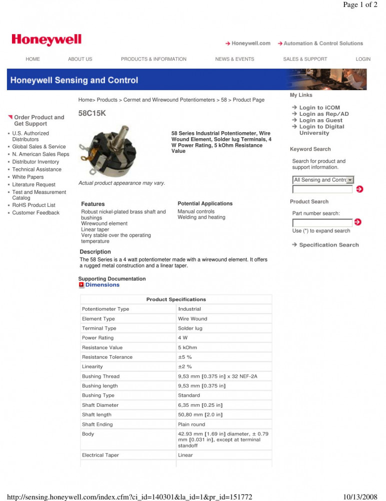 58C15K technical document page 1