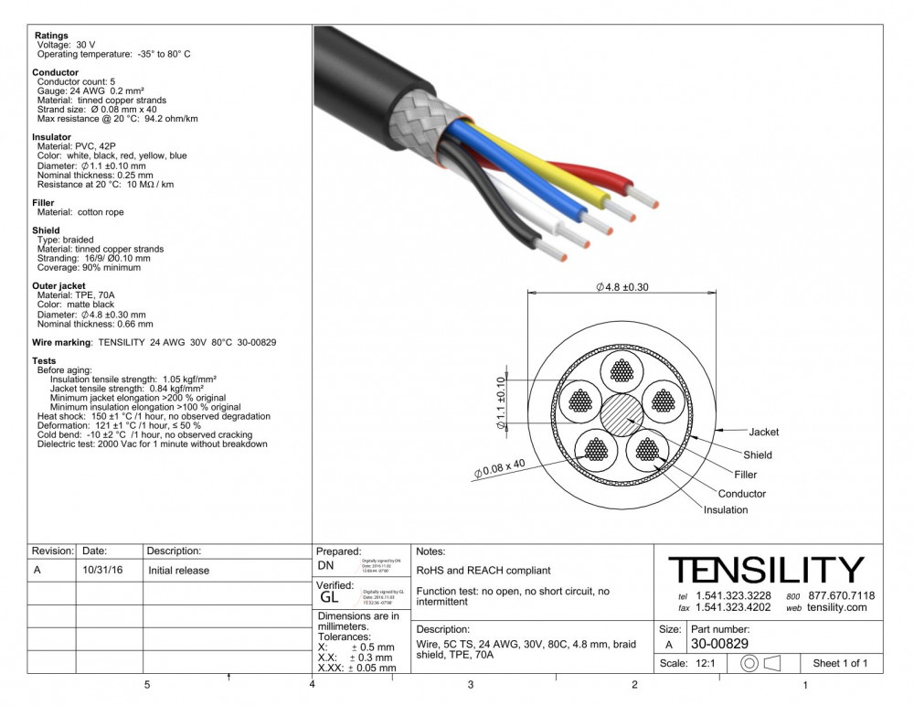Tensility International 30-00829 cable drawing preview