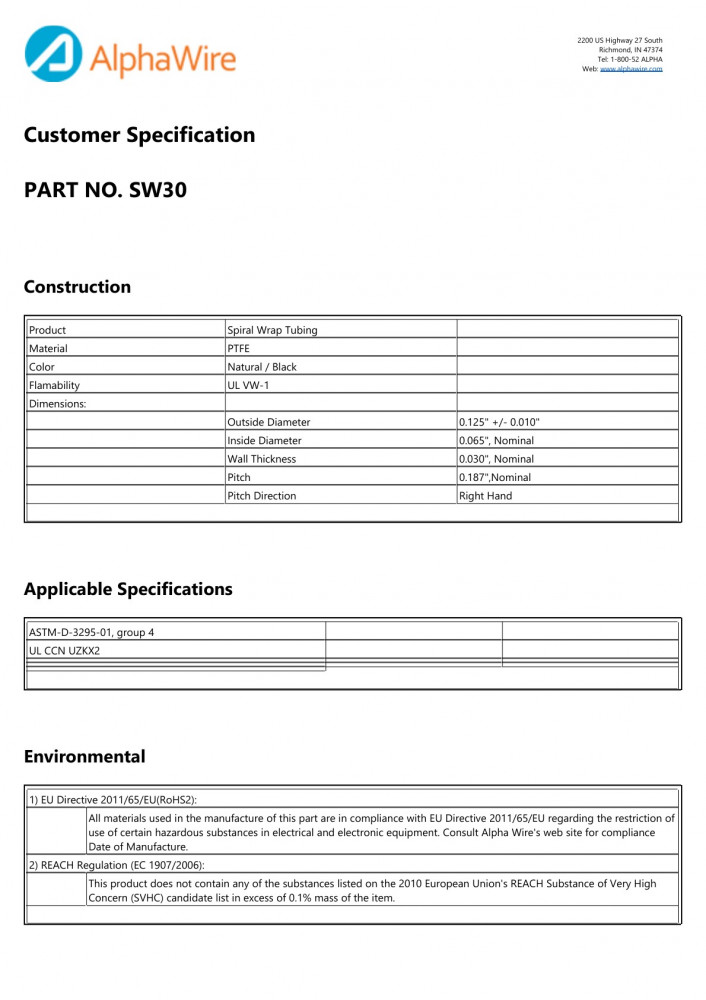 SW30 NA005 technical document page 1